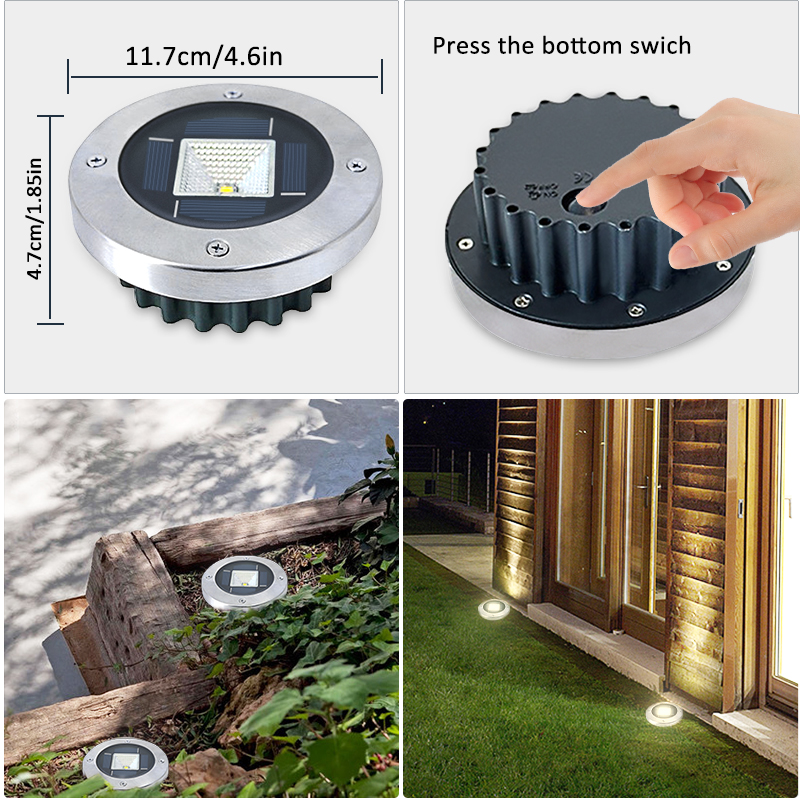 Solar Disc Lights for Garden Pathway Deck Outdoor - Eneradar
